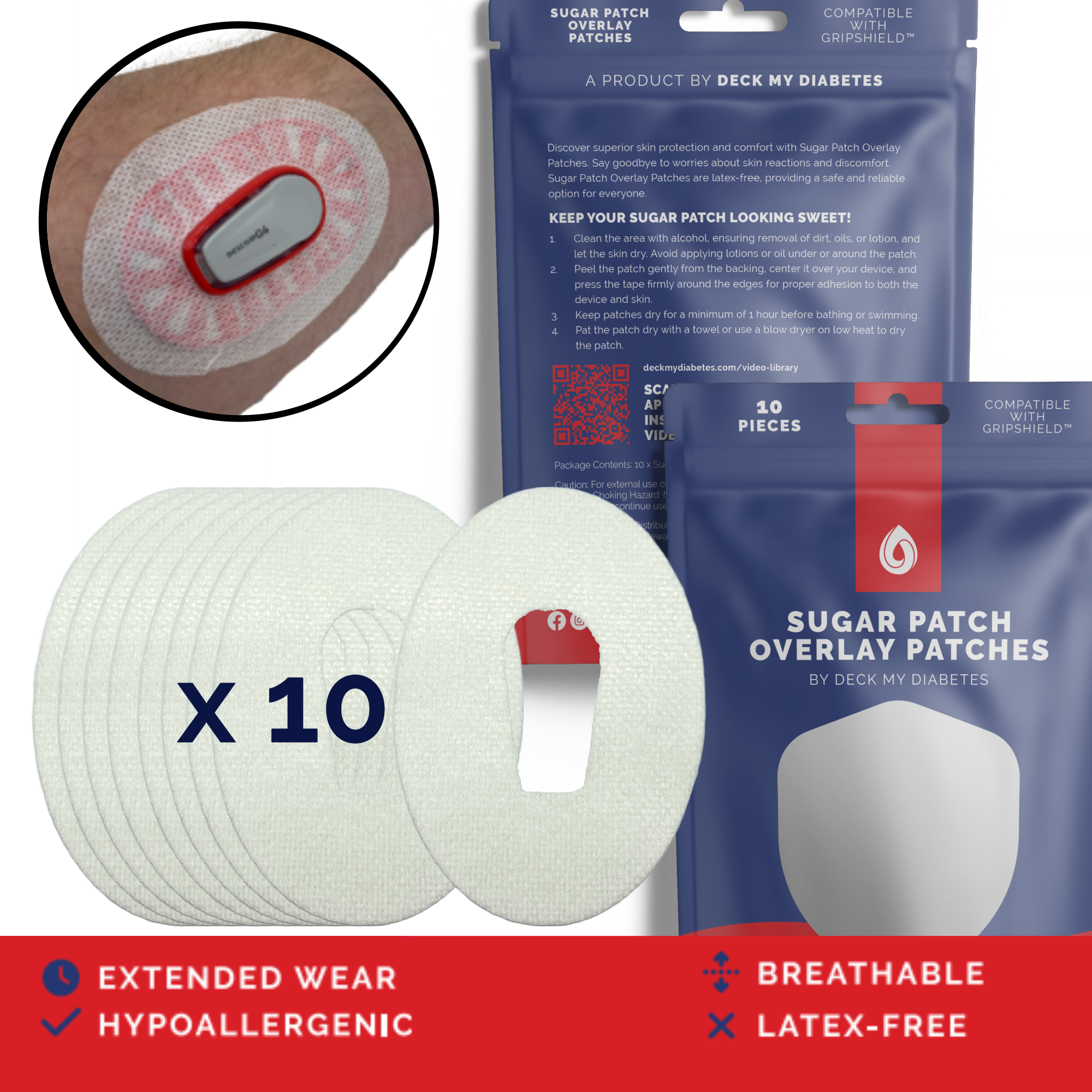 10 Pack- Overlay Patches Compatible with Dexcom G6® | Waterproof & Hyp ...