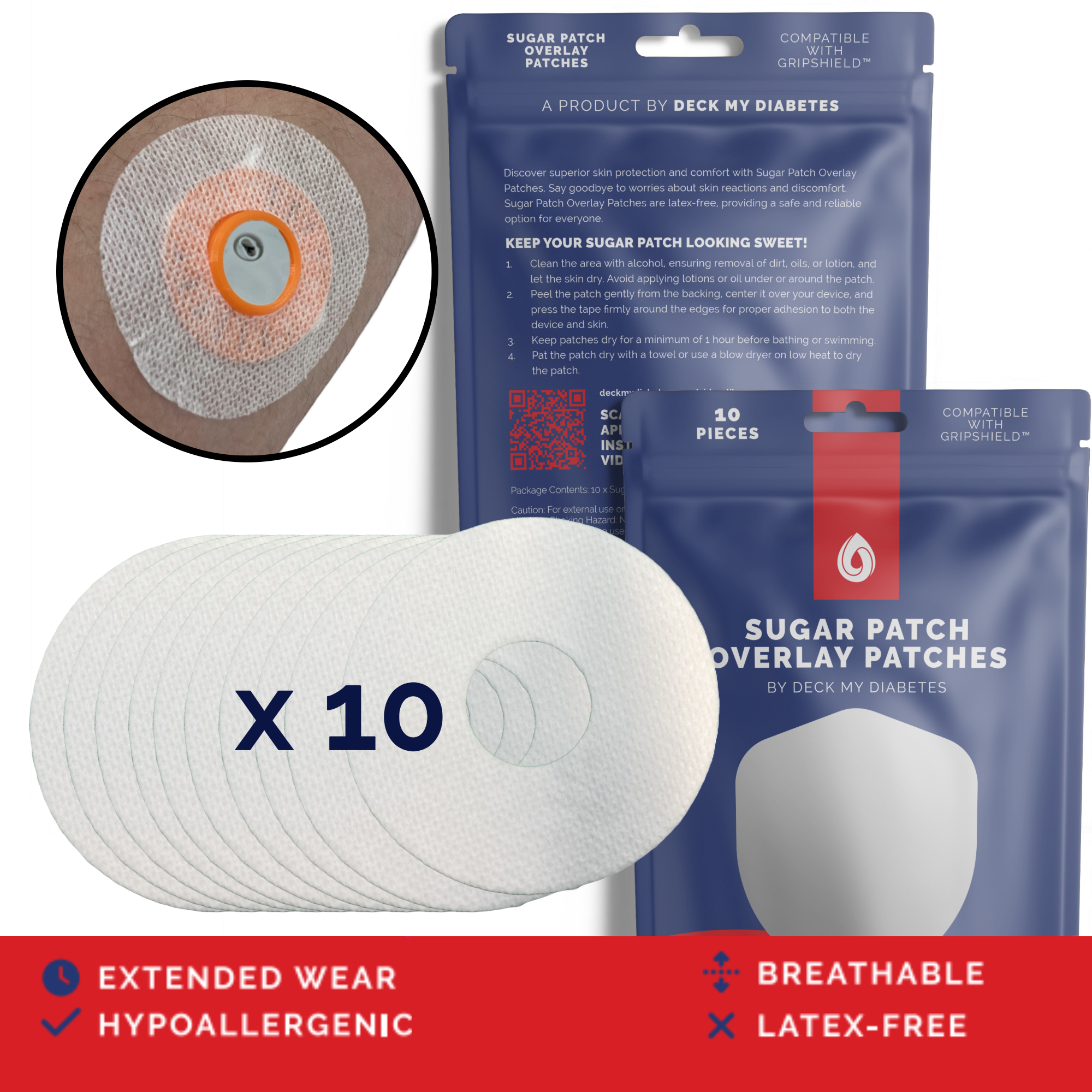 10 Pack- Overlay Patches Compatible with Libre® 3 Plus or Minimed® Ins ...